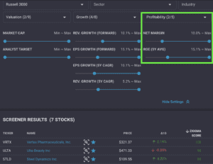 How to screen for momentum stocks with our free stock screener.